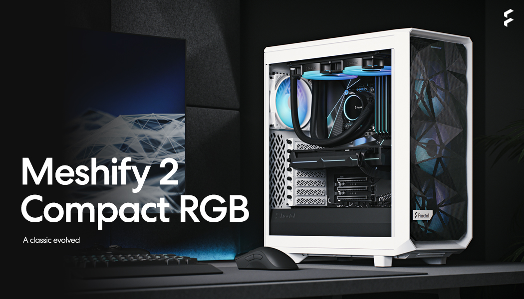 Fractal Design Meshify 2 Compact RGB White TG High-Airflow Tempered ...