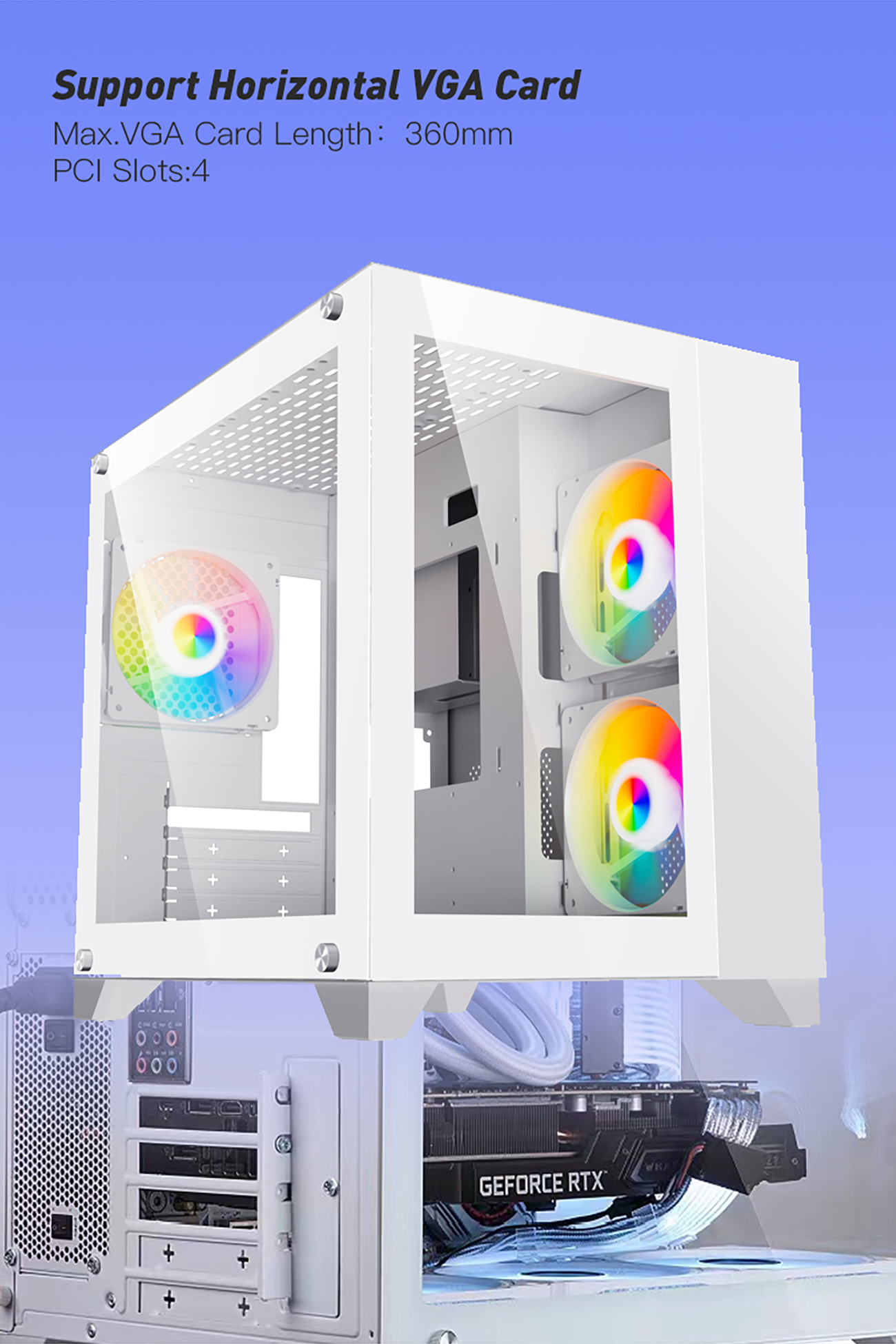 DIYPC ARGB-Q3-W White USB3.0 Tempered Glass Micro ATX Gaming Computer ...