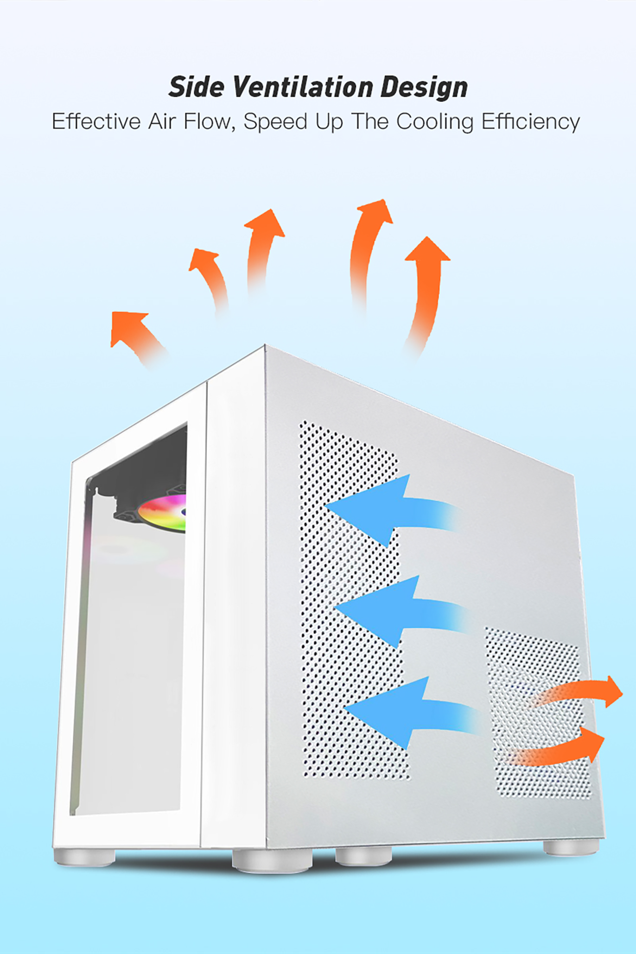 DIYPC ARGB-Q3-W White USB3.0 Tempered Glass Micro ATX Gaming Computer ...