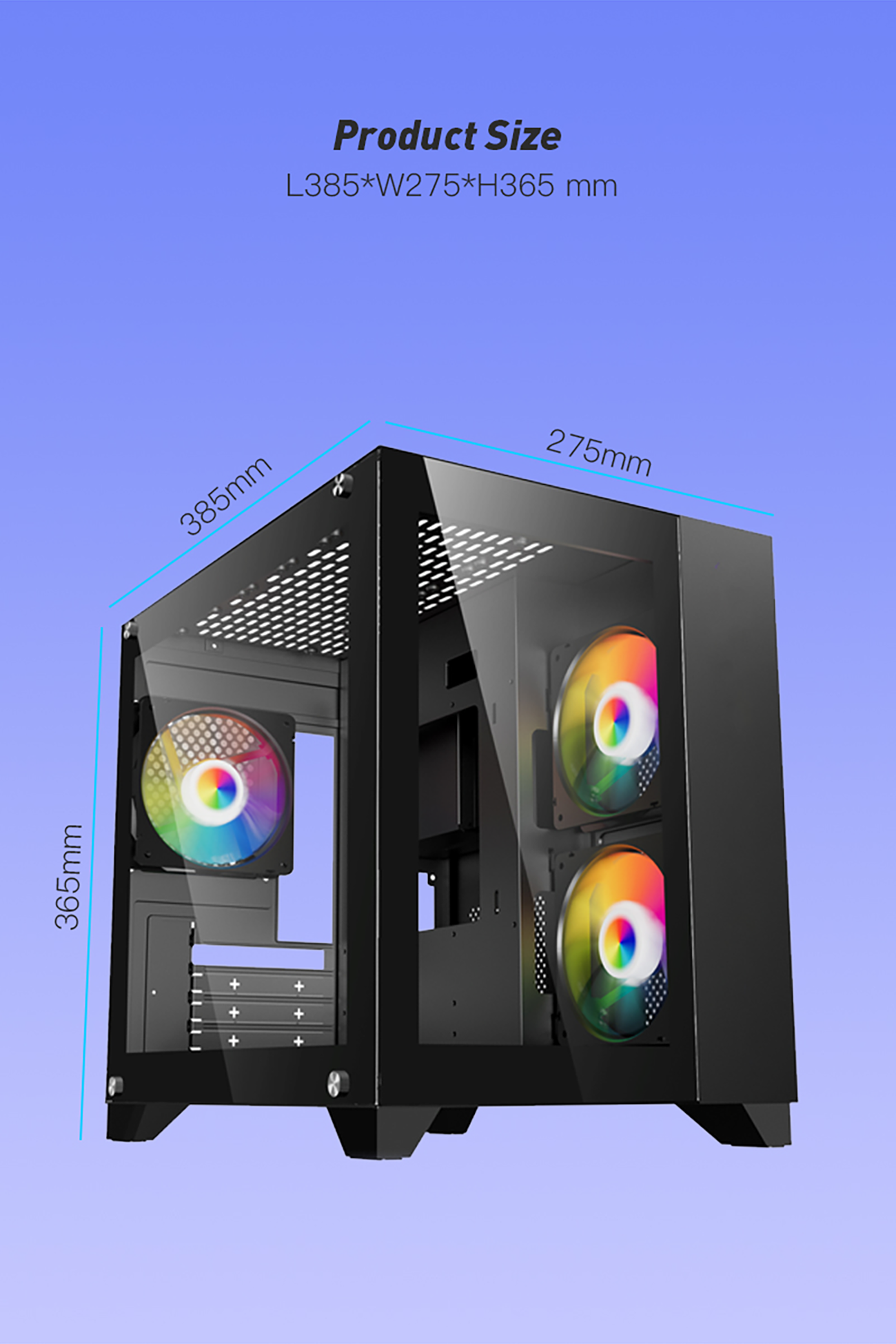 NeweggBusiness - DIYPC ARGB-Q3-BK Black USB3.0 Tempered Glass Micro ATX ...