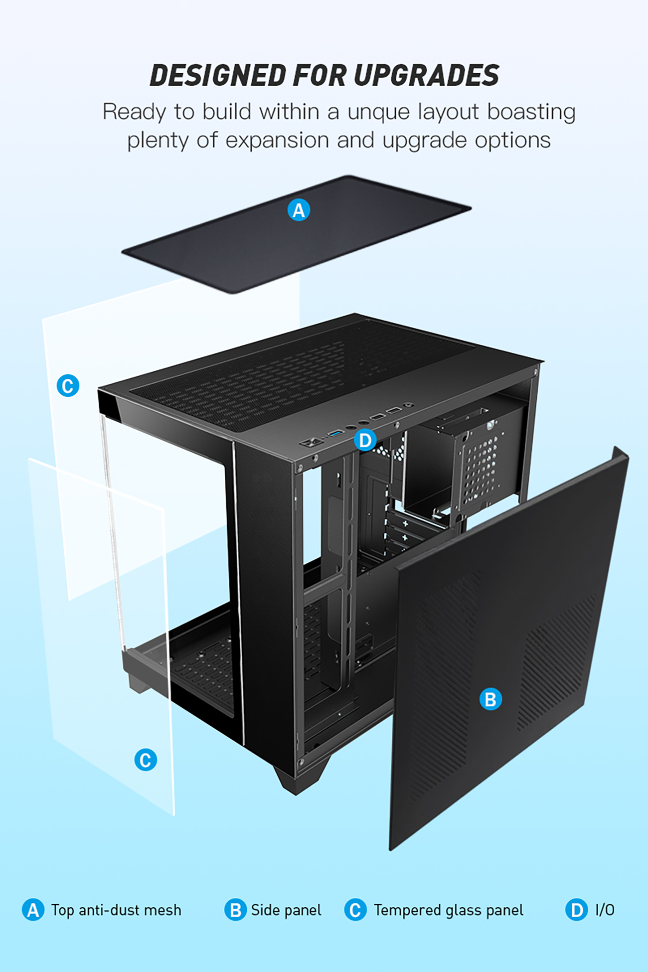 DIYPC ARGB-Q3-BK Black USB3.0 Tempered Glass Micro ATX Gaming Computer ...