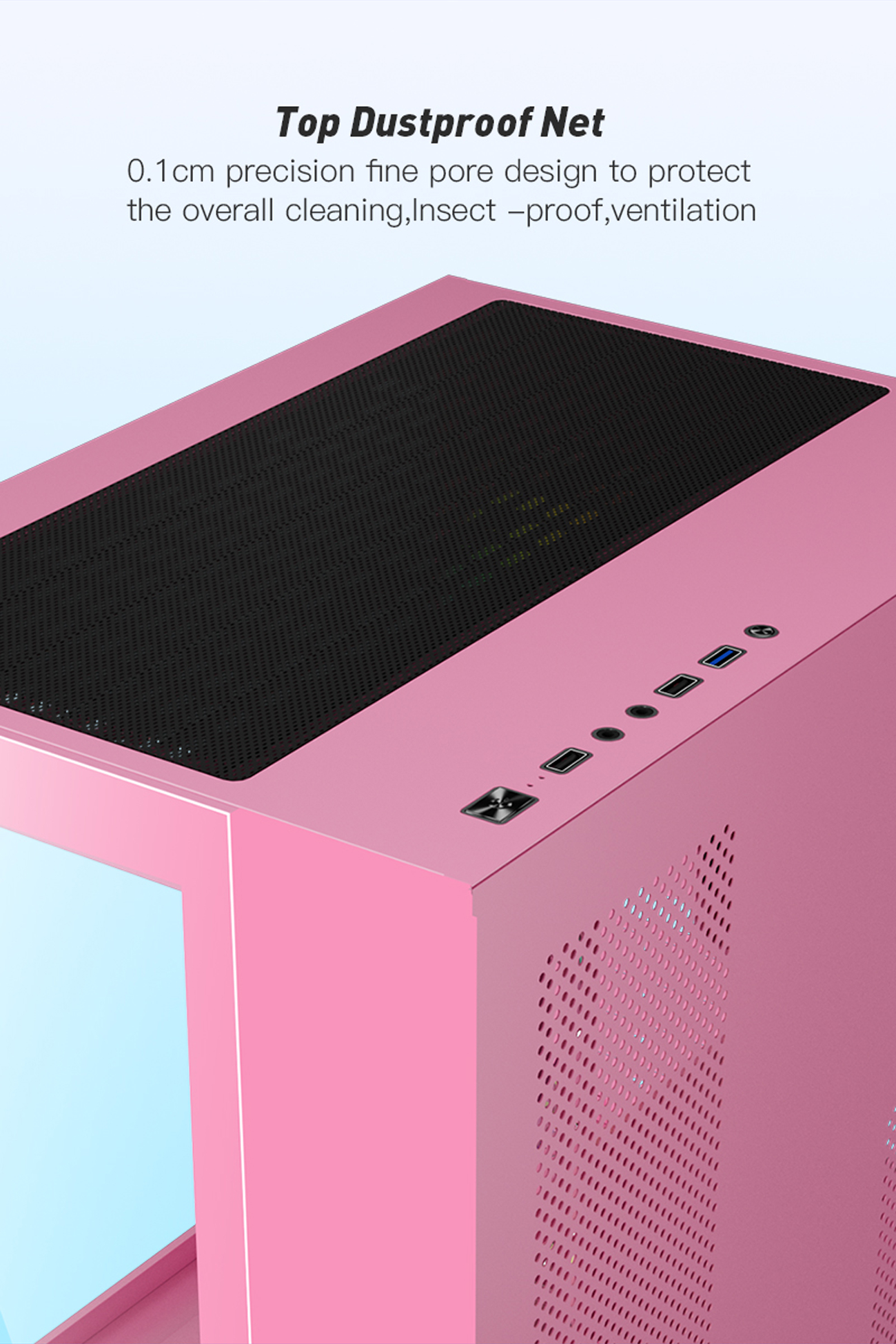 DIYPC ARGB-Q3-Pink Pink USB3.0 Tempered Glass Micro ATX Gaming Computer ...