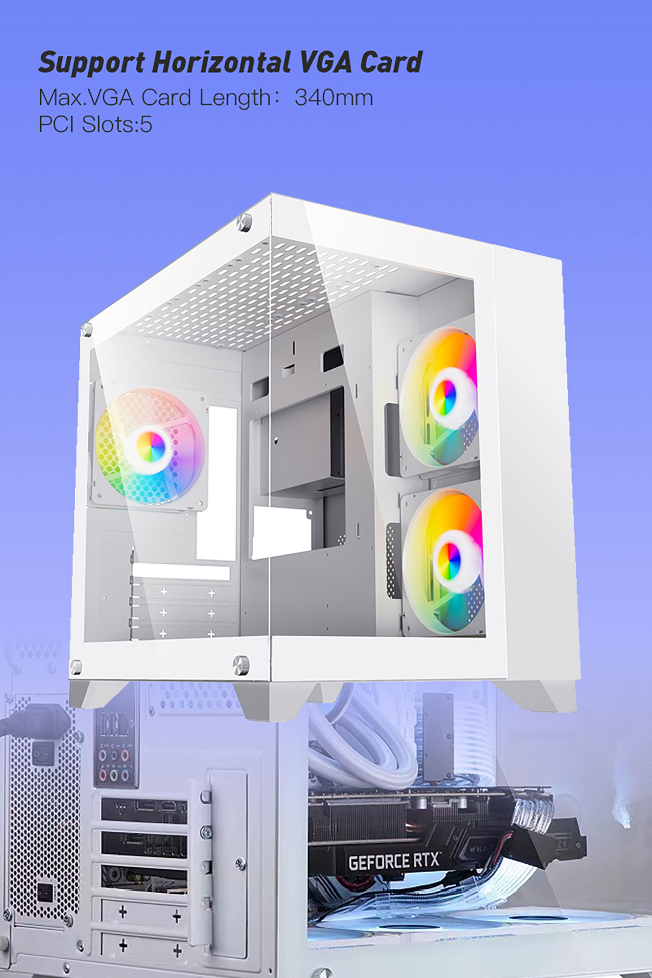 DIYPC ARGB-Q01-Bk Black USB3.0 Tempered Glass Micro ATX Gaming Computer ...