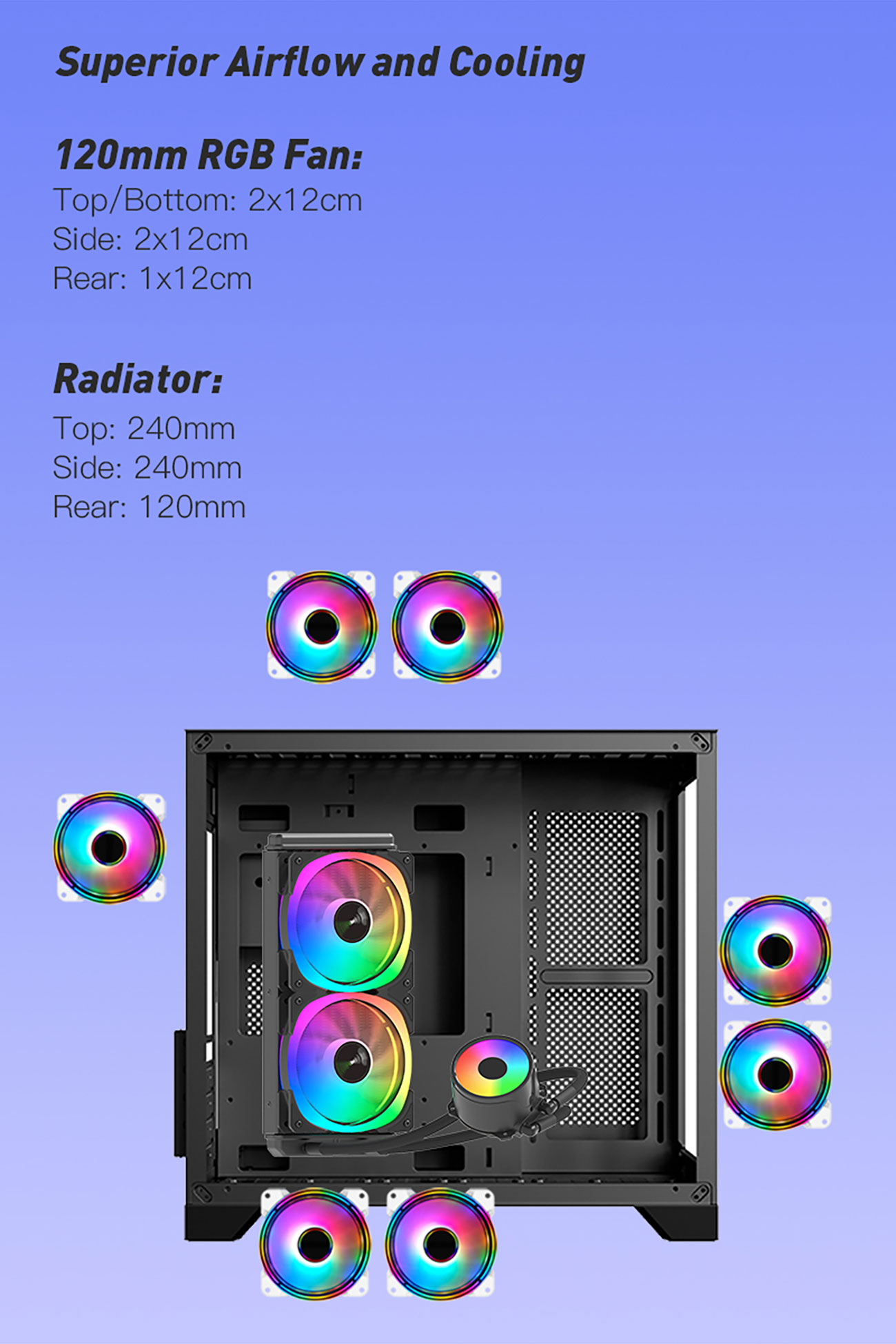 DIYPC ARGB-Q01-Bk Black USB3.0 Tempered Glass Micro ATX Gaming Computer ...