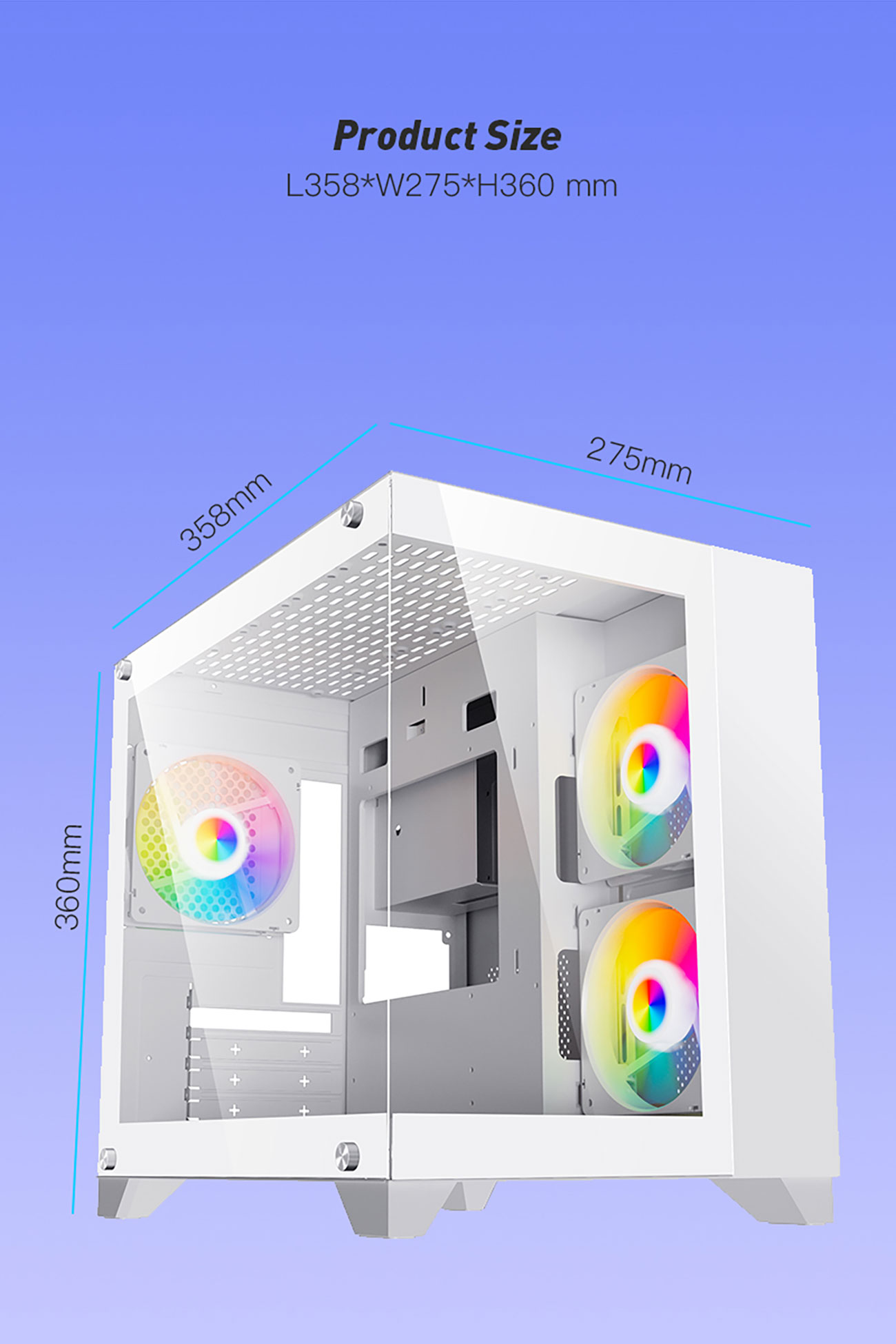 DIYPC ARGB-Q01-Bk Black USB3.0 Tempered Glass Micro ATX Gaming Computer ...