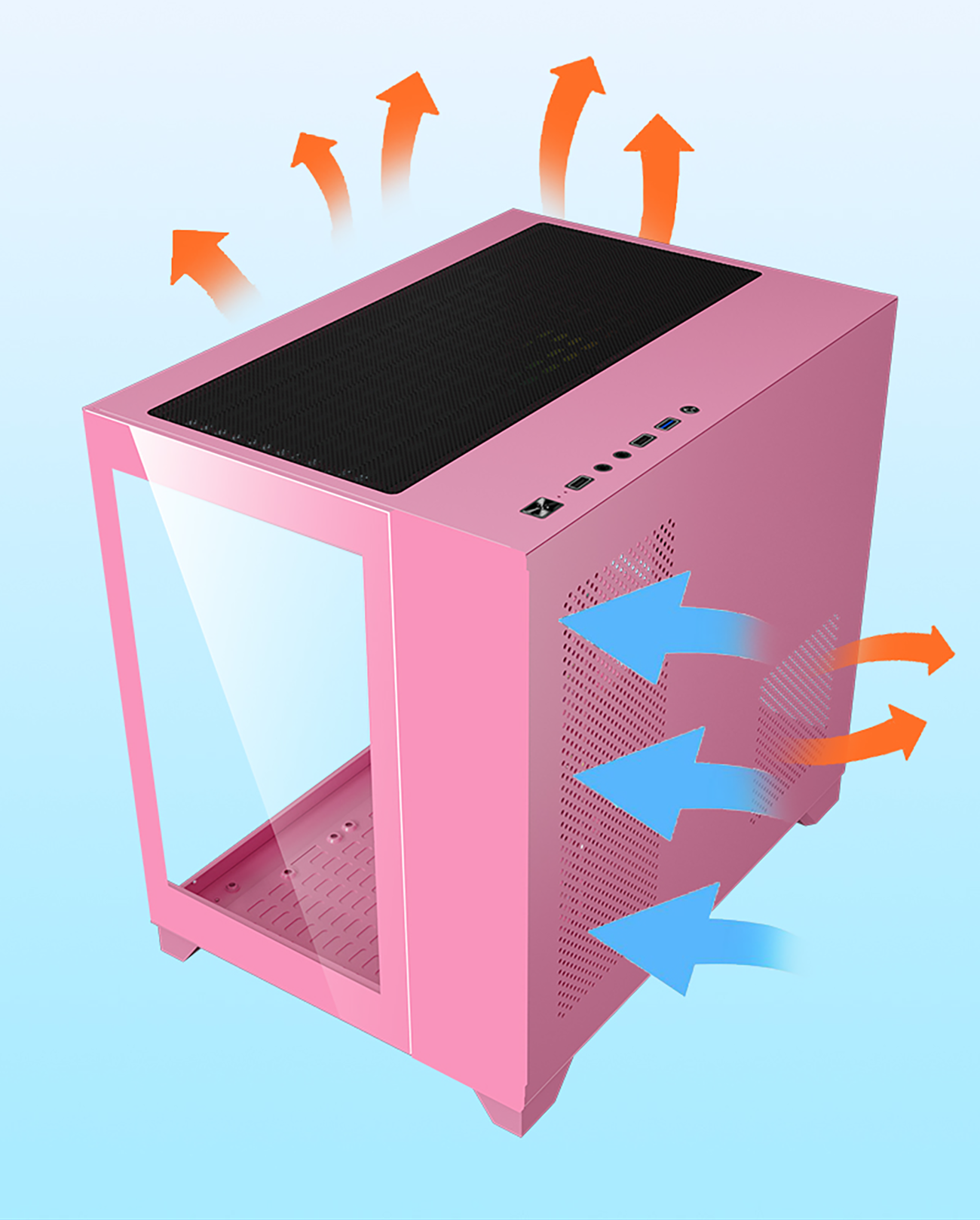 DIYPC ARGB-Q3.v2-Pink Pink USB3.0 Tempered Glass Micro ATX Gaming ...