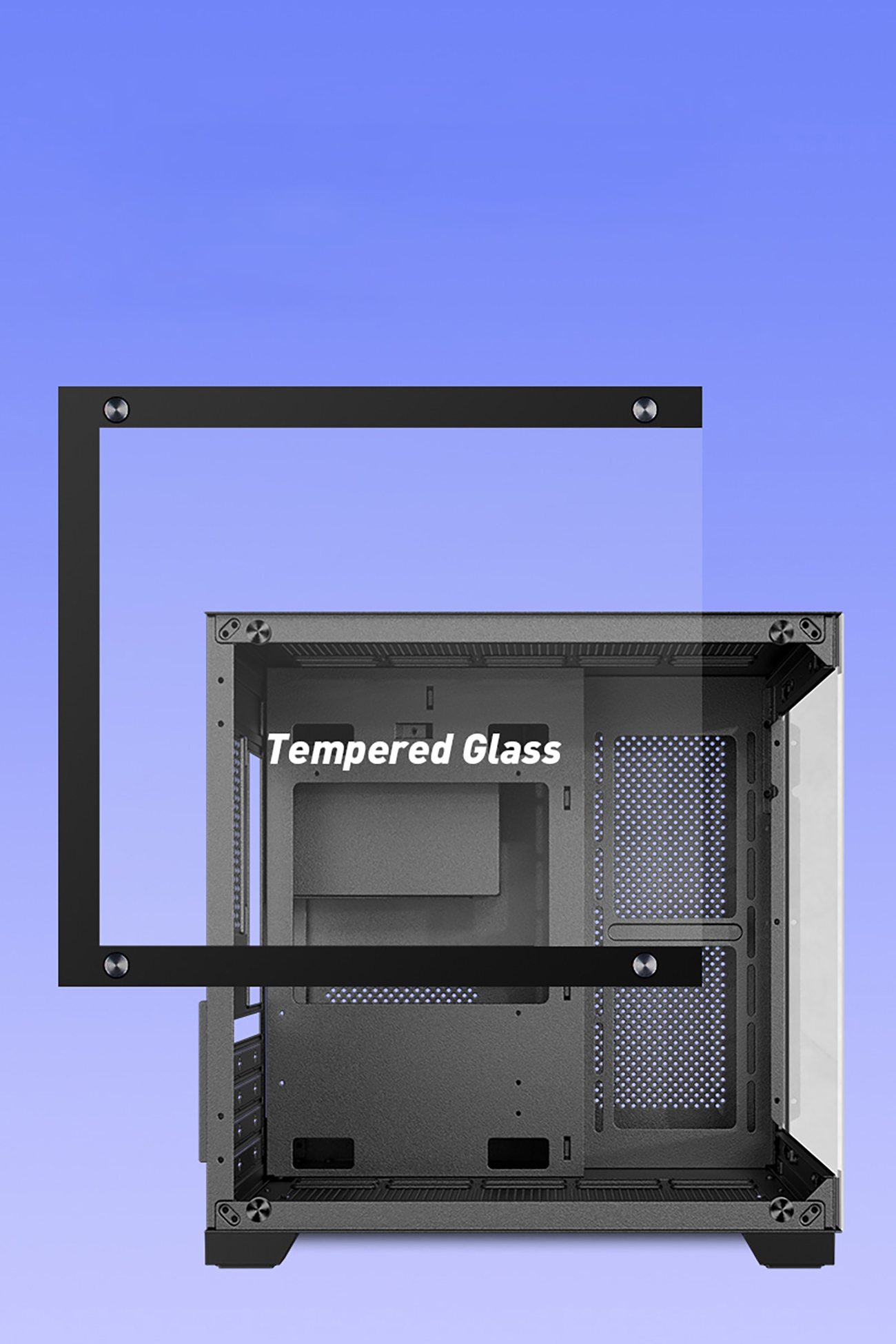 DIYPC DIY-CUBE01-W White USB3.0 Frameless Dual Tempered Glass Micro ATX ...