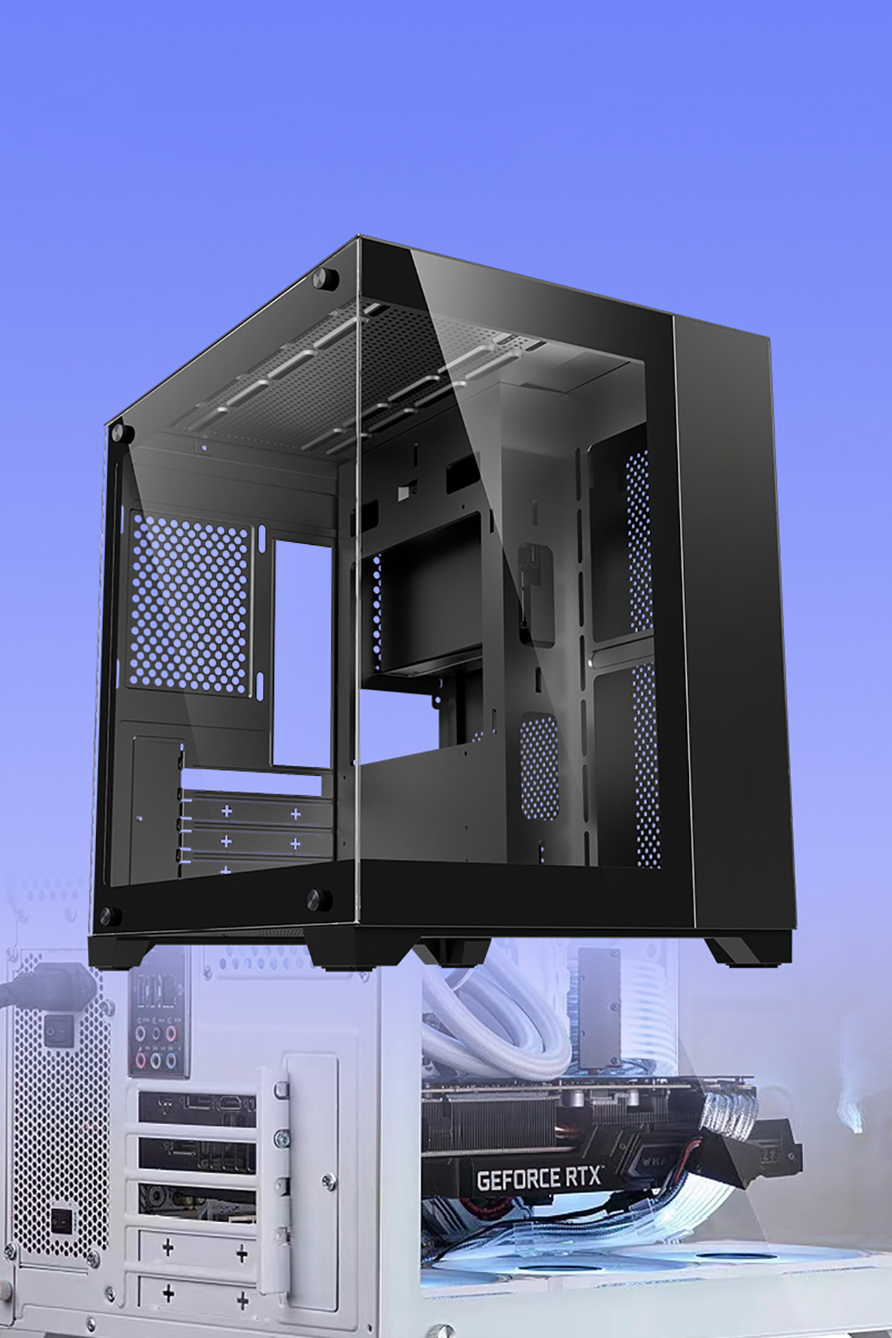 DIYPC DIY-CUBE01-BK Black USB3.0 Tempered Glass Micro ATX Gaming ...