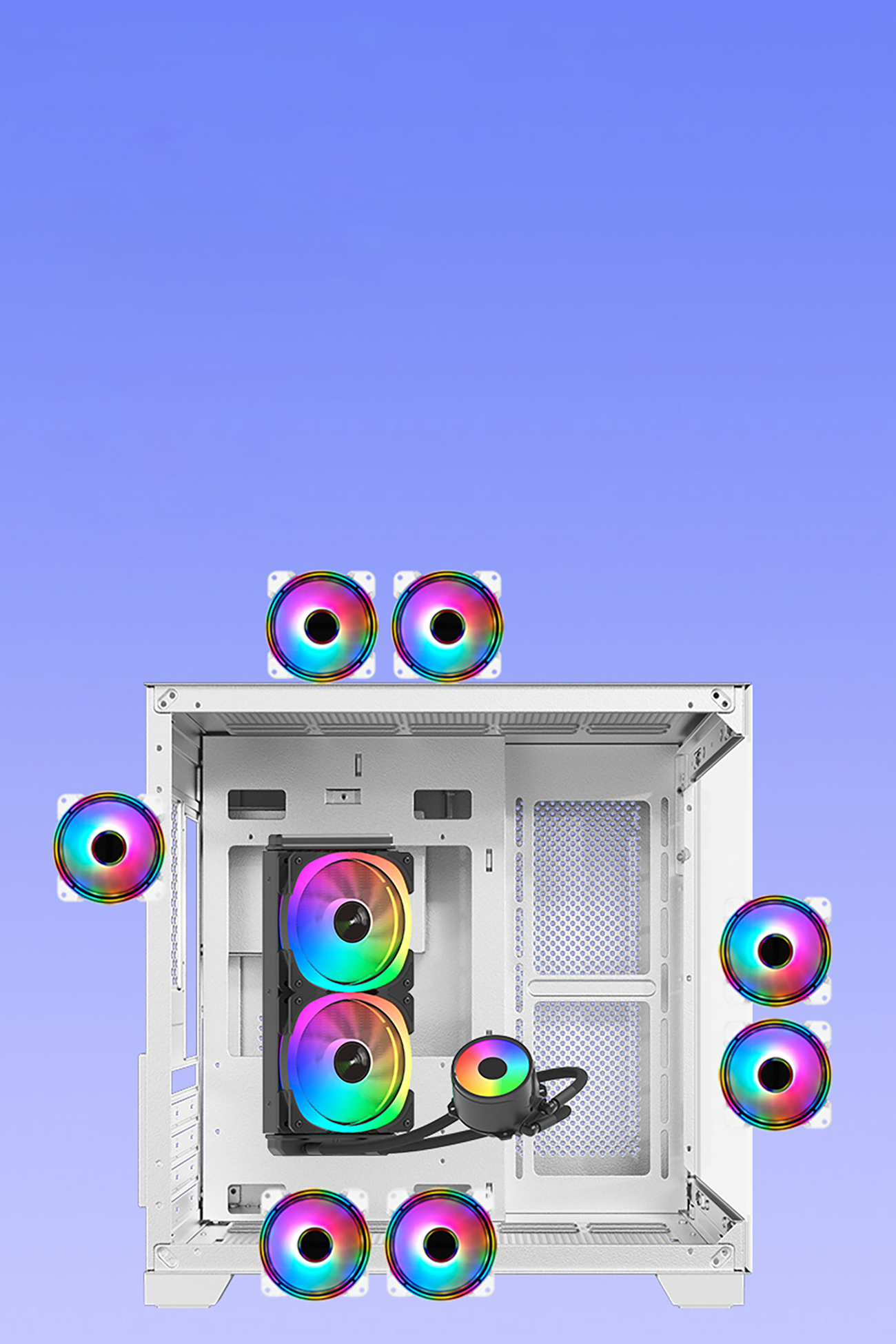 DIYPC DIY-CUBE01-W White USB3.0 Frameless Dual Tempered Glass Micro ATX ...