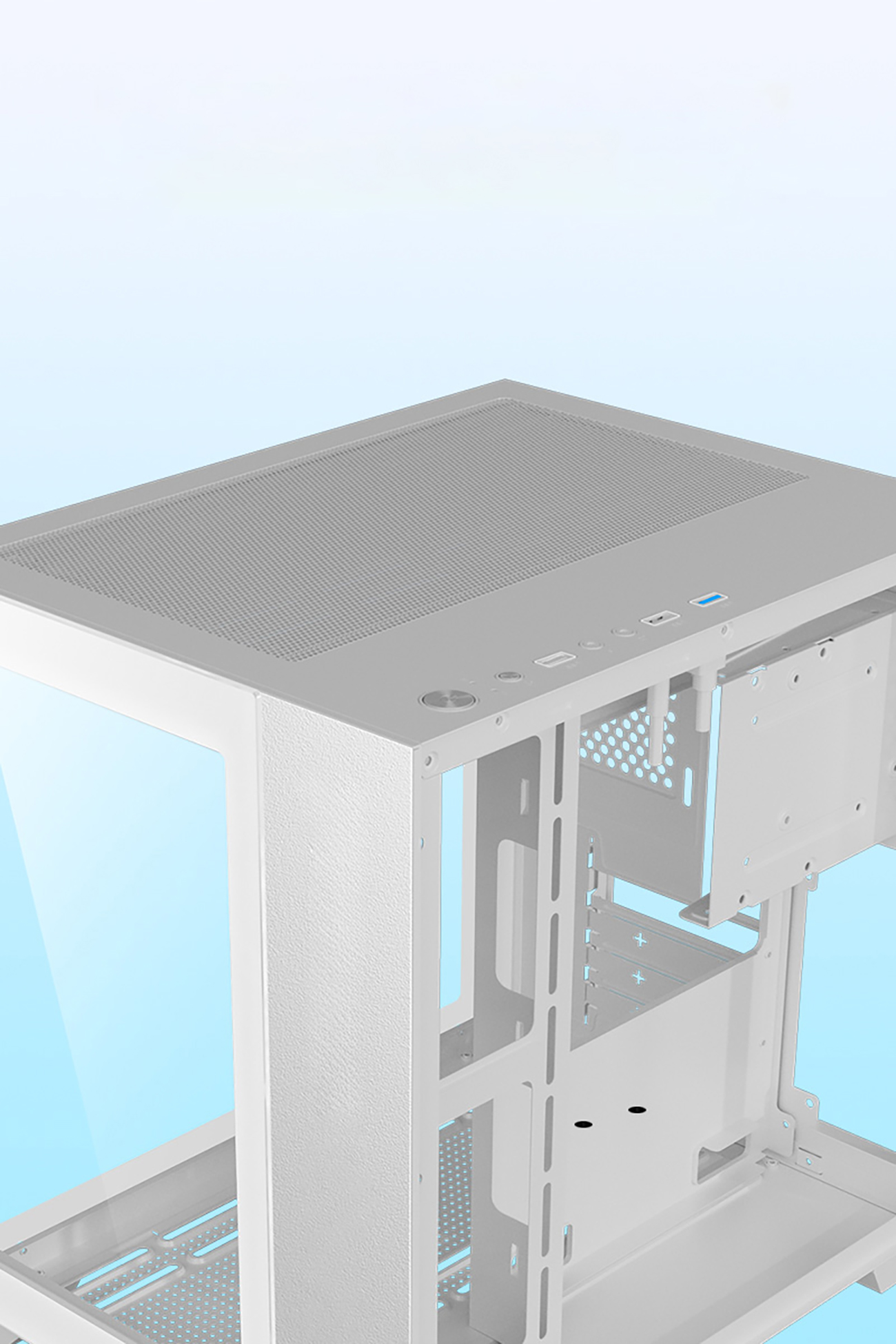 DIYPC DIY-CUBE01-W White USB3.0 Frameless Dual Tempered Glass Micro ATX ...