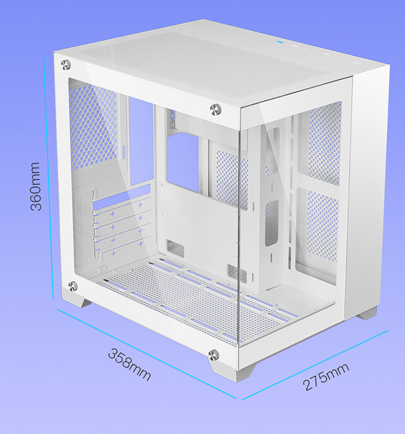 DIYPC DIY-CUBE01-W White USB3.0 Frameless Dual Tempered Glass Micro ATX ...