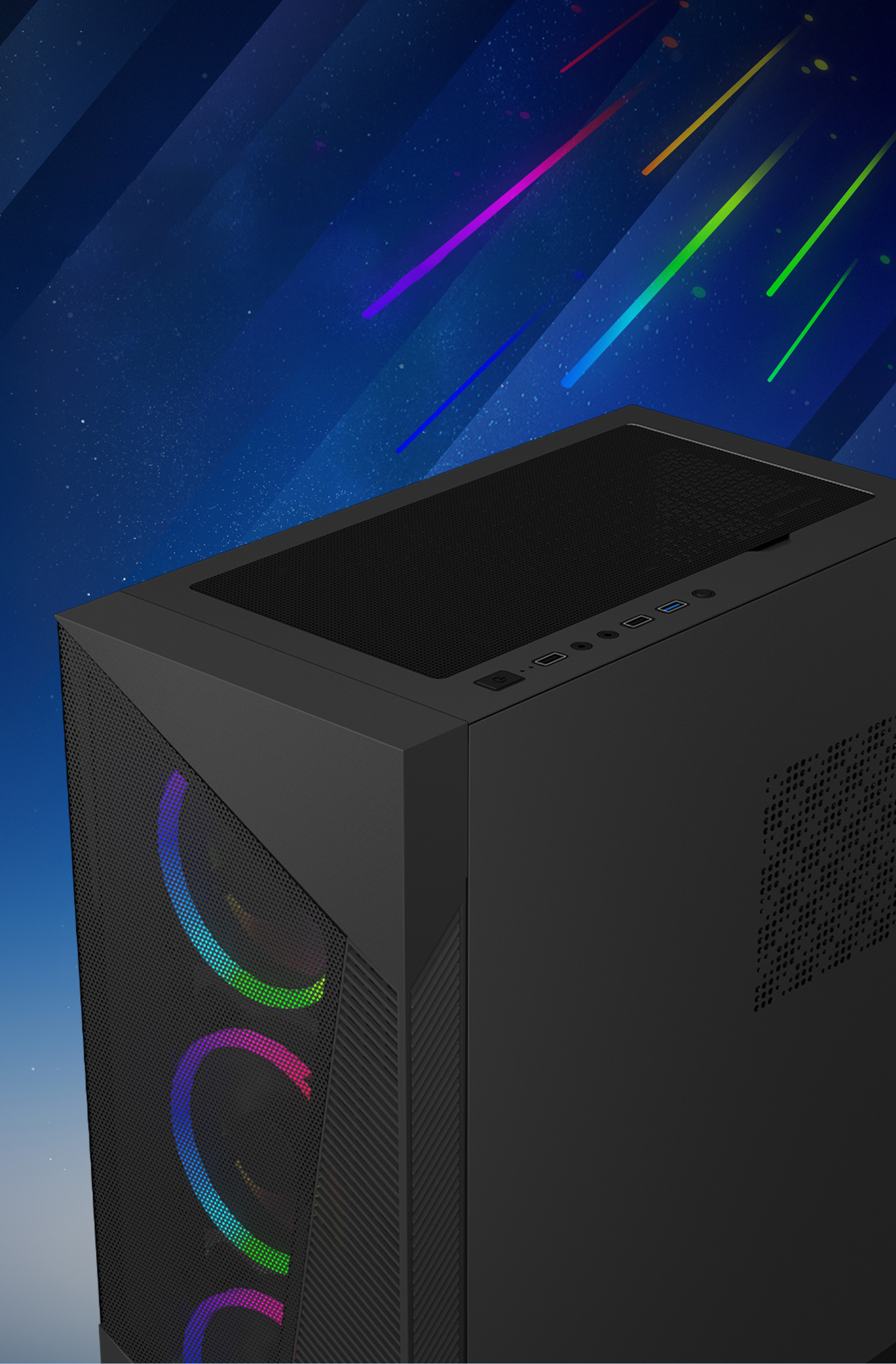 DIYPC Rainbow-Flash-F1-B Black USB 3.0 Steel / Tempered Glass ATX Mid ...
