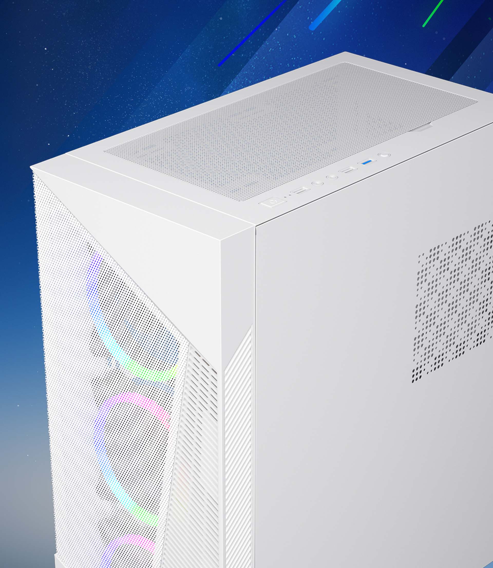 DIYPC Rainbow-Flash-F1-W White USB 3.0 Steel / Tempered Glass ATX Mid ...