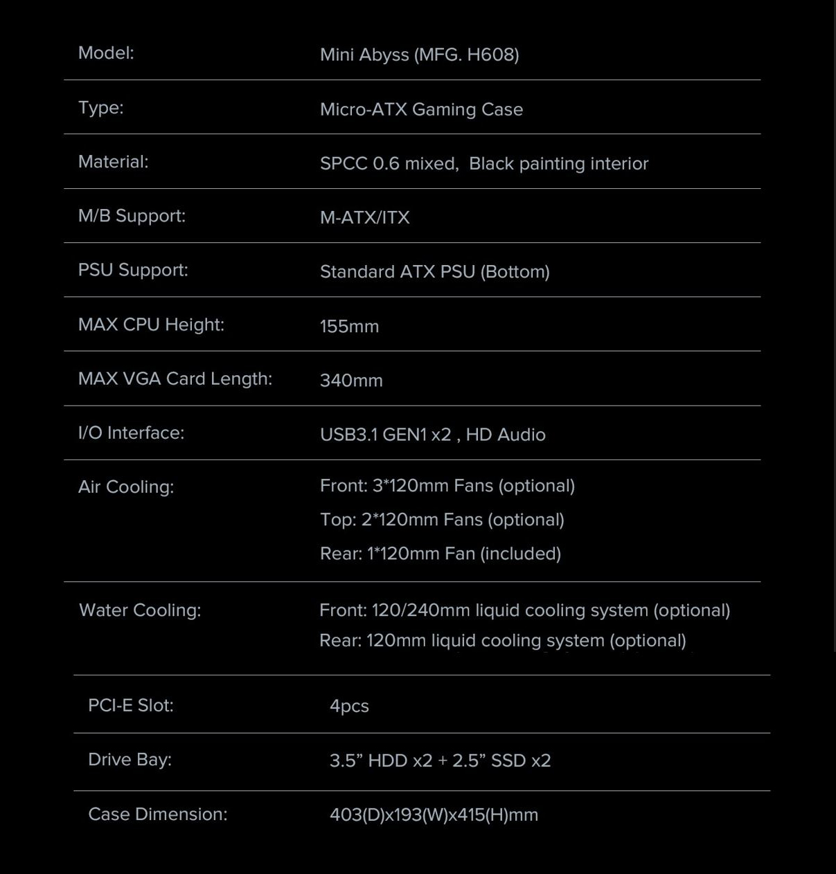 Gamemax Mini Abyss USB3.0 Micro ATX Tower Tempered Glass Gaming ...