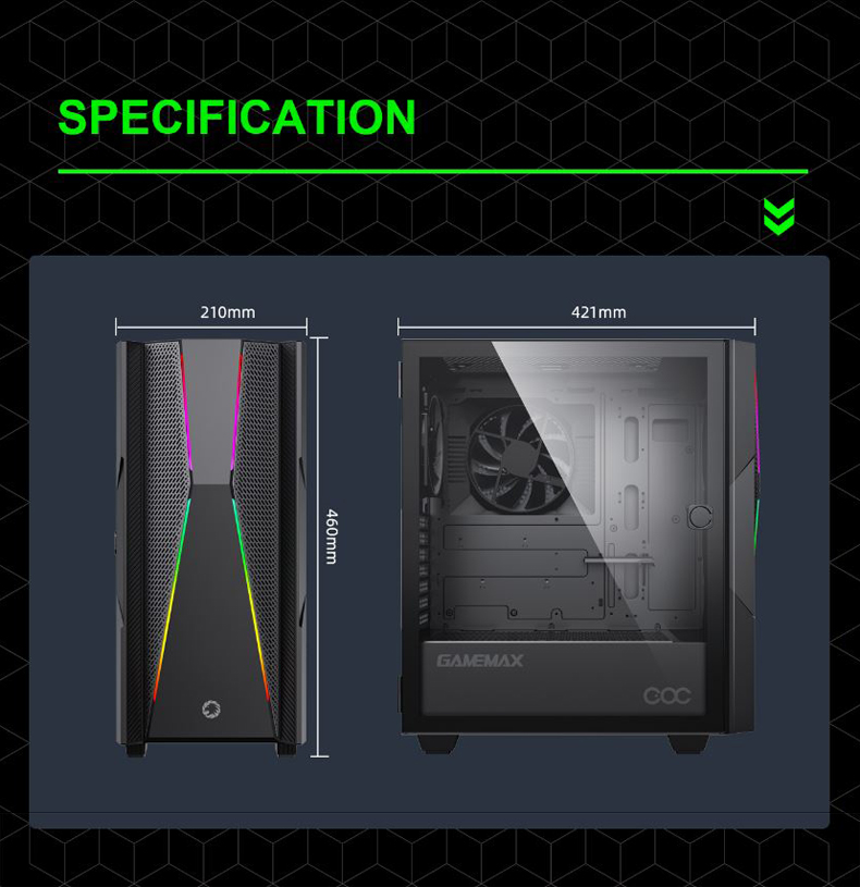 Gamemax Typhoon COC Black USB3.0 Tempered Glass ATX Mid Tower Gaming ...