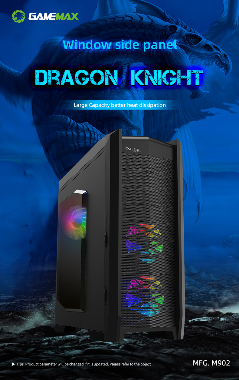 Gamemax Dragon Knight USB3.0 E-ATX Full Tower Gaming Computer Case w/ 5 ...