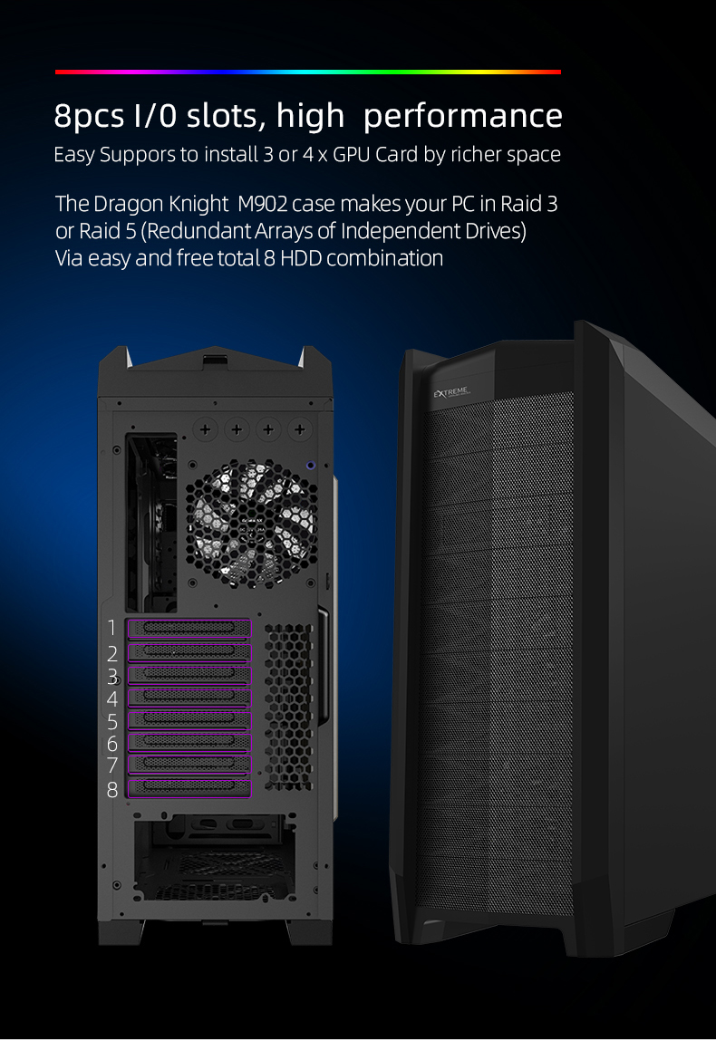 Gamemax Dragon Knight USB3.0 E-ATX Full Tower Gaming Computer Case w/ 5 ...