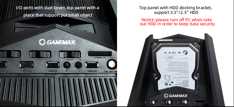 Gamemax Dragon Knight USB3.0 E-ATX Full Tower Gaming Computer Case w/ 5 ...