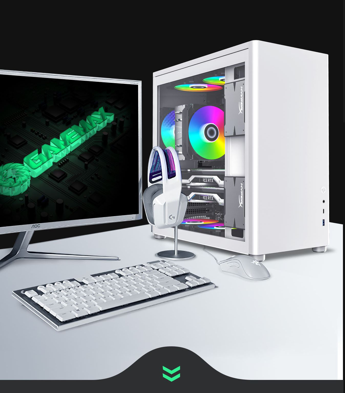 Gamemax Spark Pro Full White Steel/Tempered Glass USB3.0/Type C ATX Mid ...