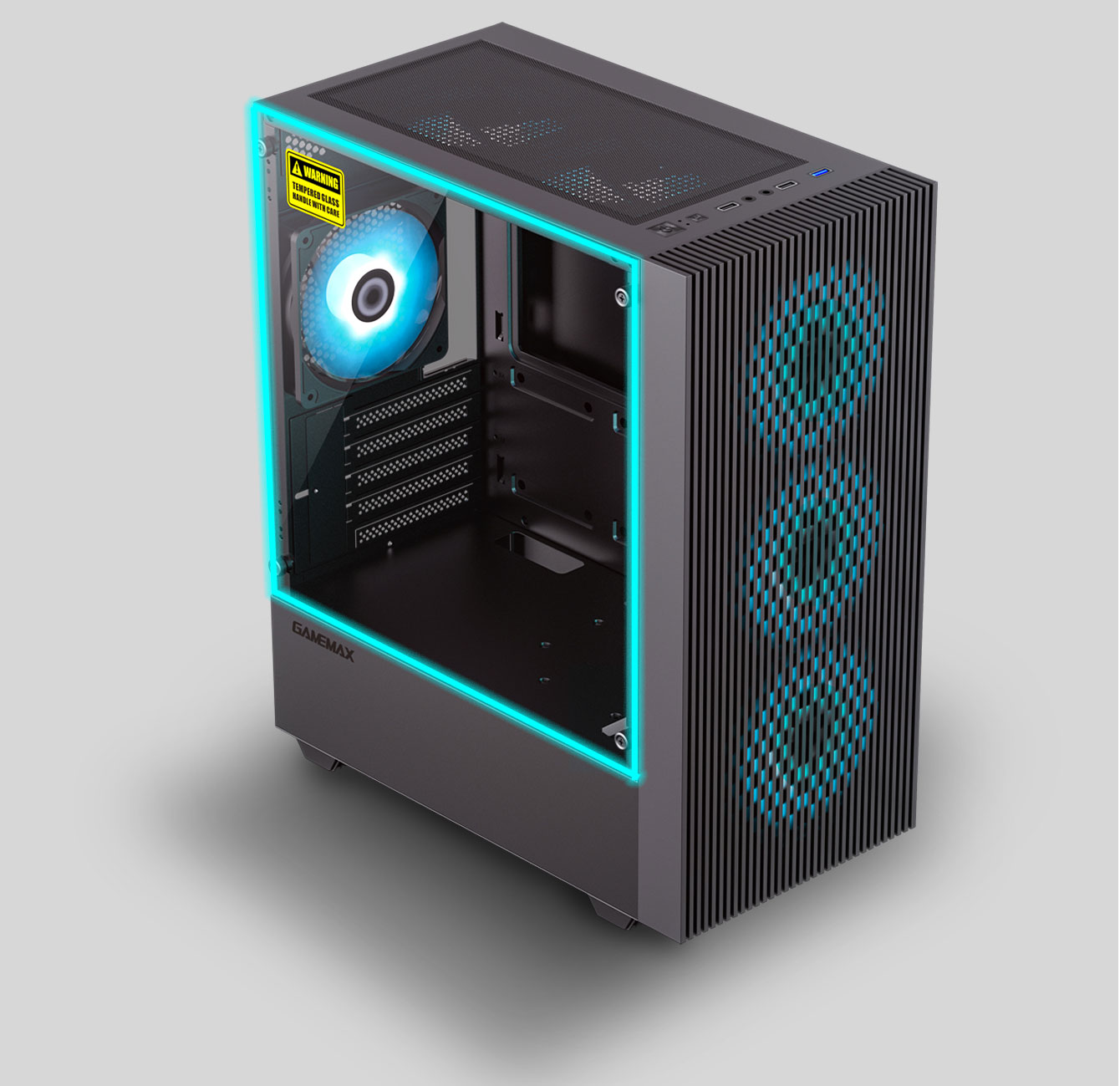 Gamemax Edge Black USB3.0 Tempered Glass Micro ATX Gaming Computer Case ...