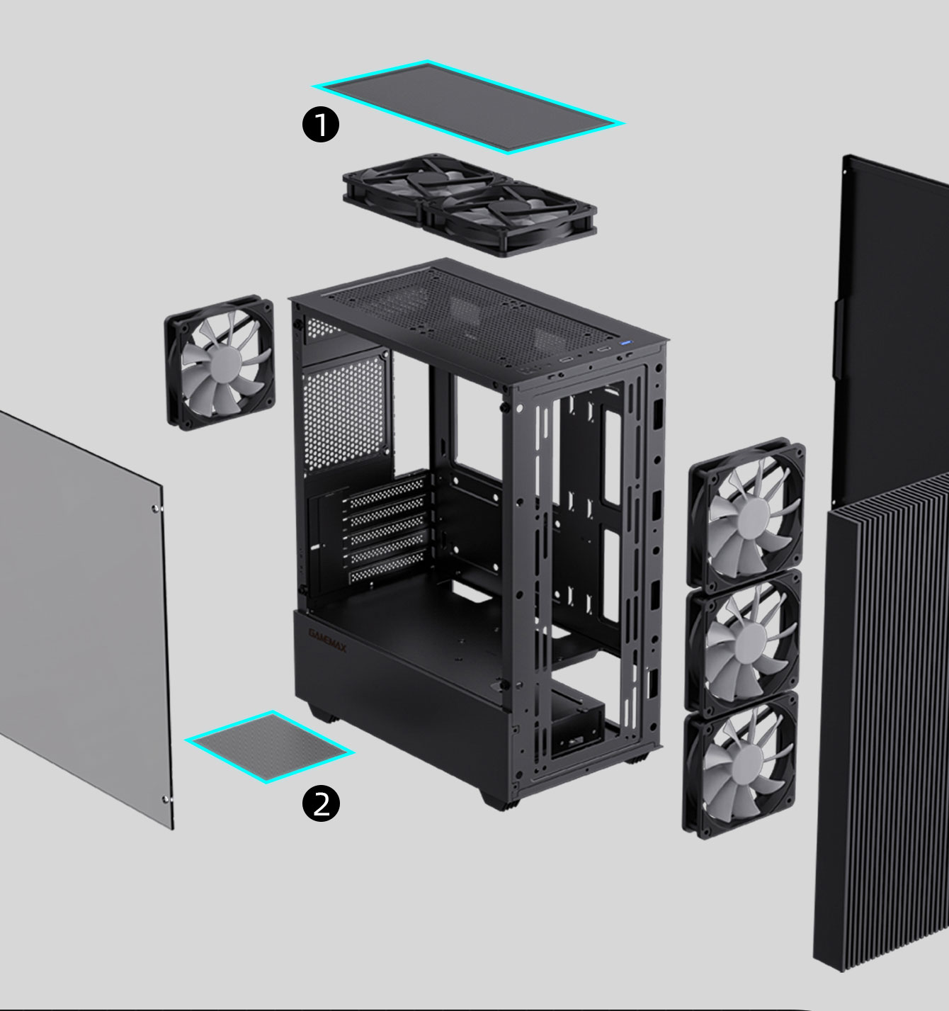 Gamemax Edge Black USB3.0 Tempered Glass Micro ATX Gaming Computer Case ...