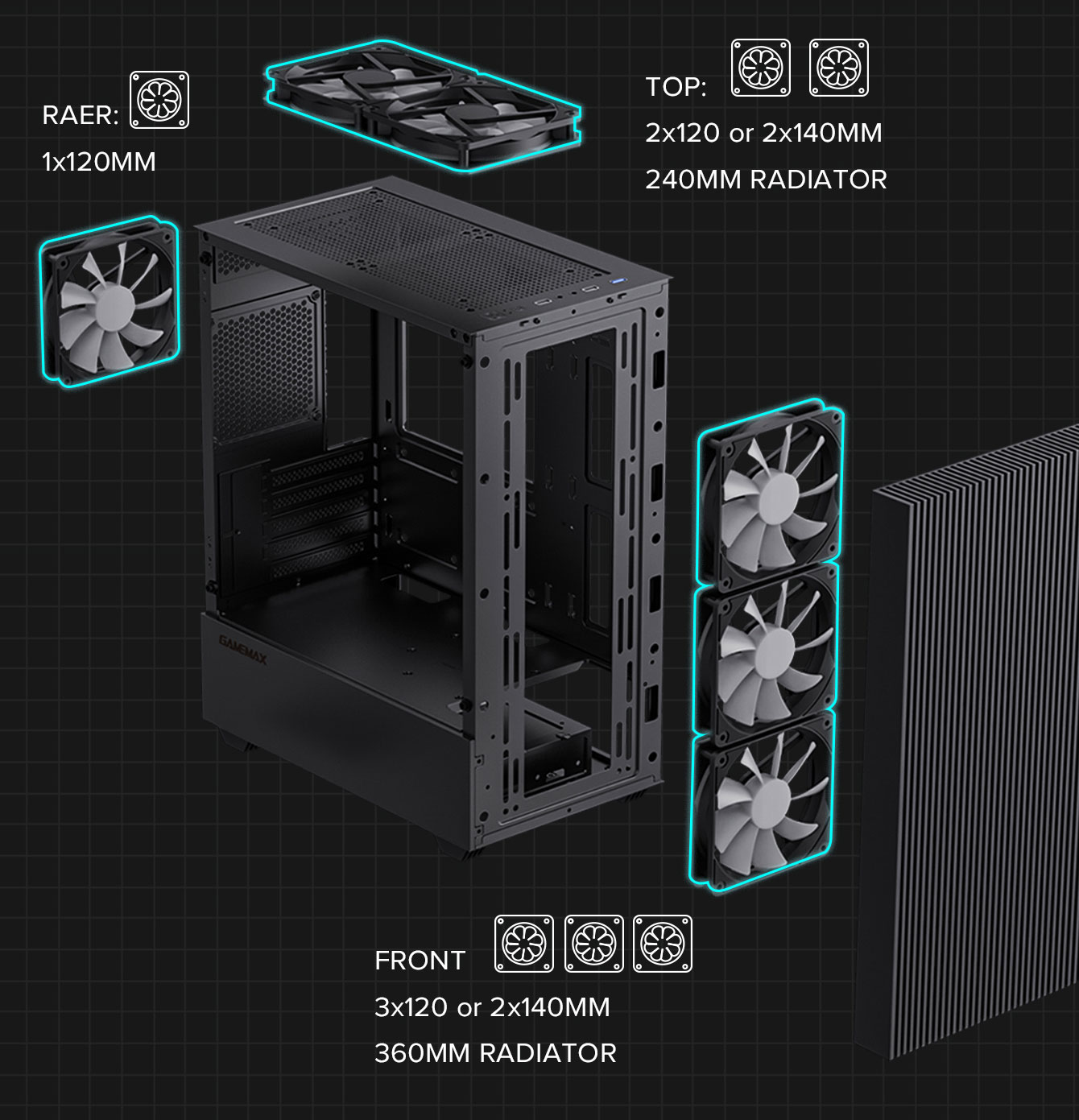 Gamemax Edge Black USB3.0 Tempered Glass Micro ATX Gaming Computer Case ...