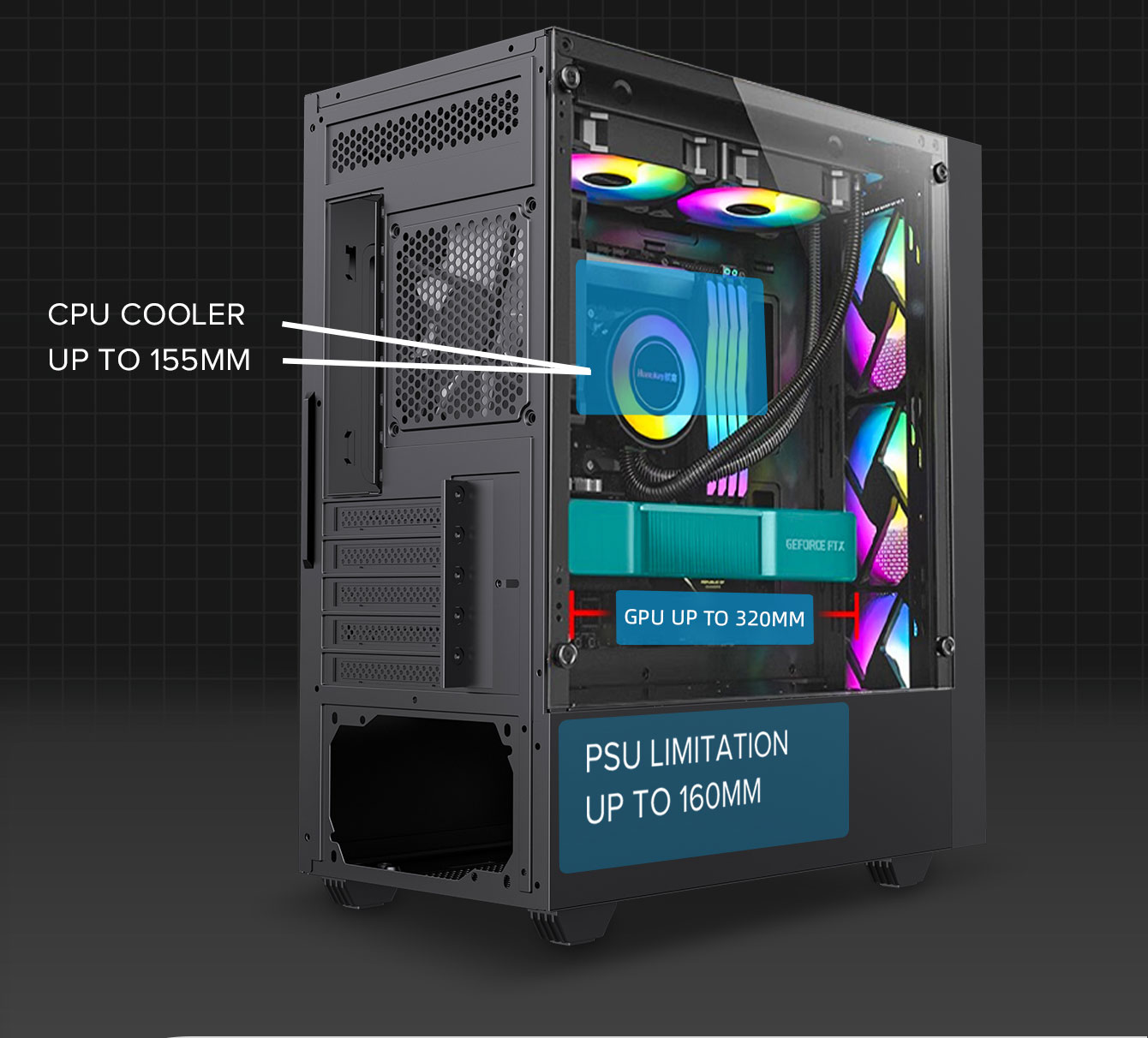 Gamemax Edge Black USB3.0 Tempered Glass Micro ATX Gaming Computer Case ...