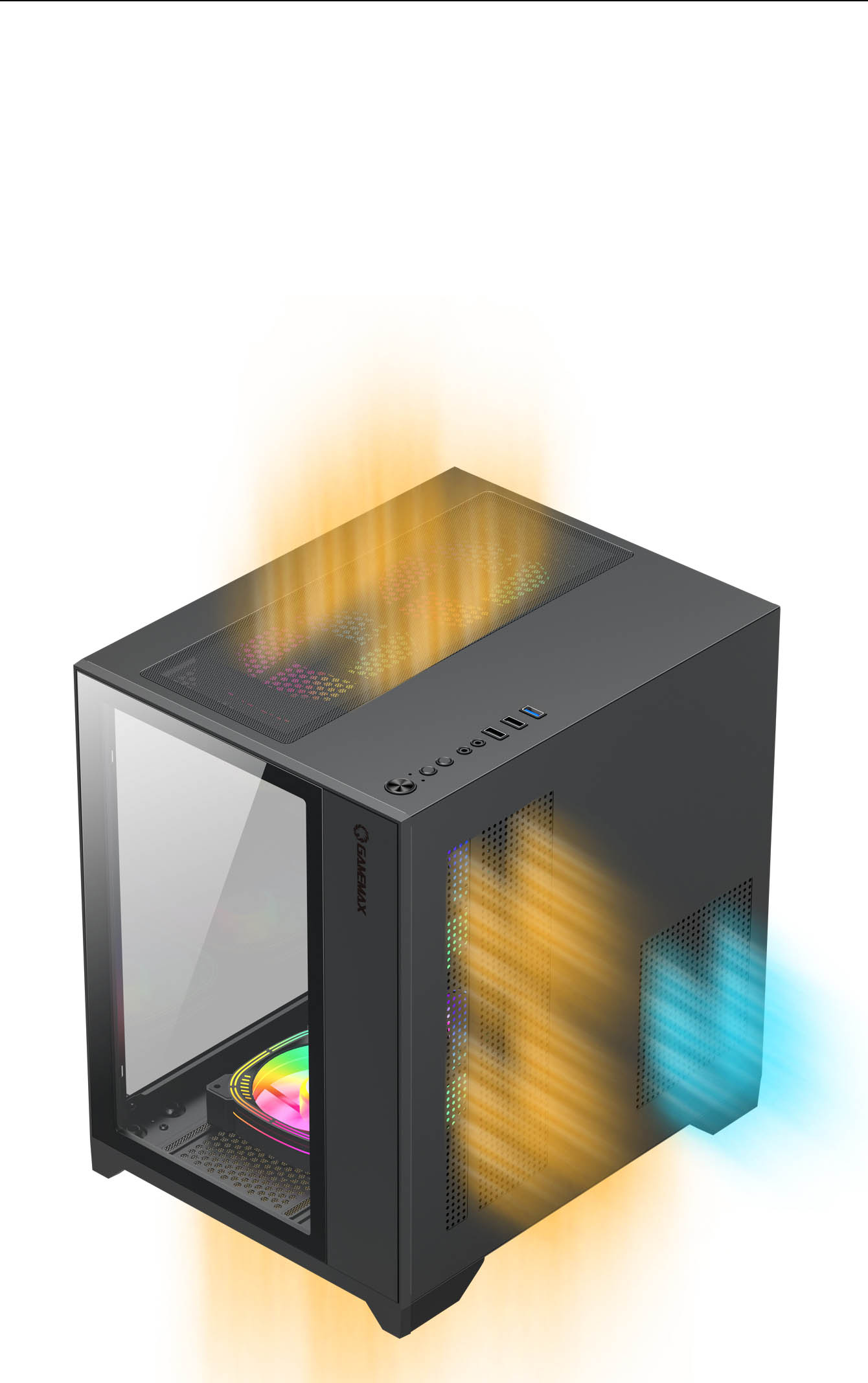 GAMEMAX INFINITY MINI Black Tempered Glass USB3.0 PC Case-Supports Flex ...