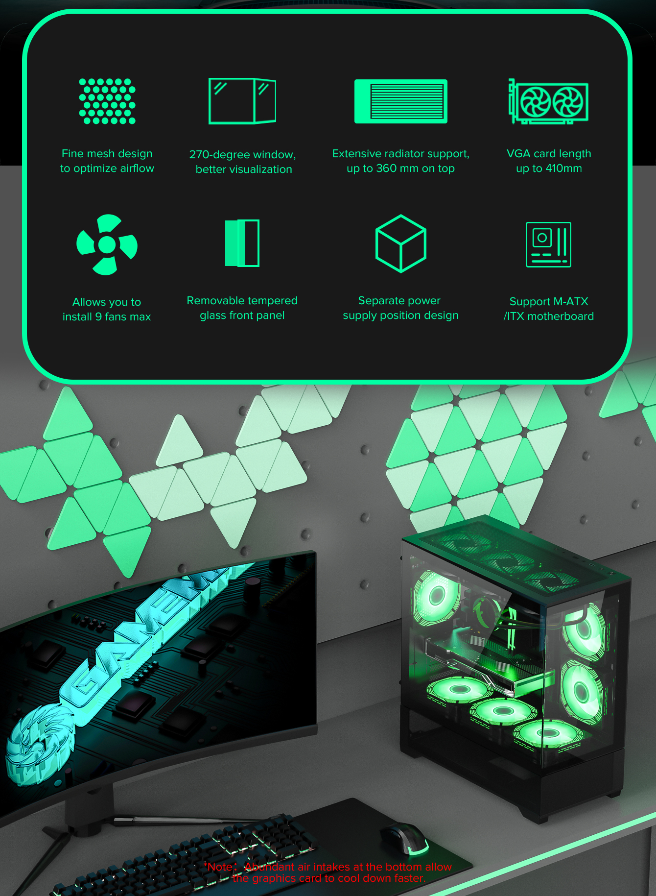 GAMEMAX VISTA MB Black USB3.0 Micro-ATX Tower Tempered Glass Computer ...