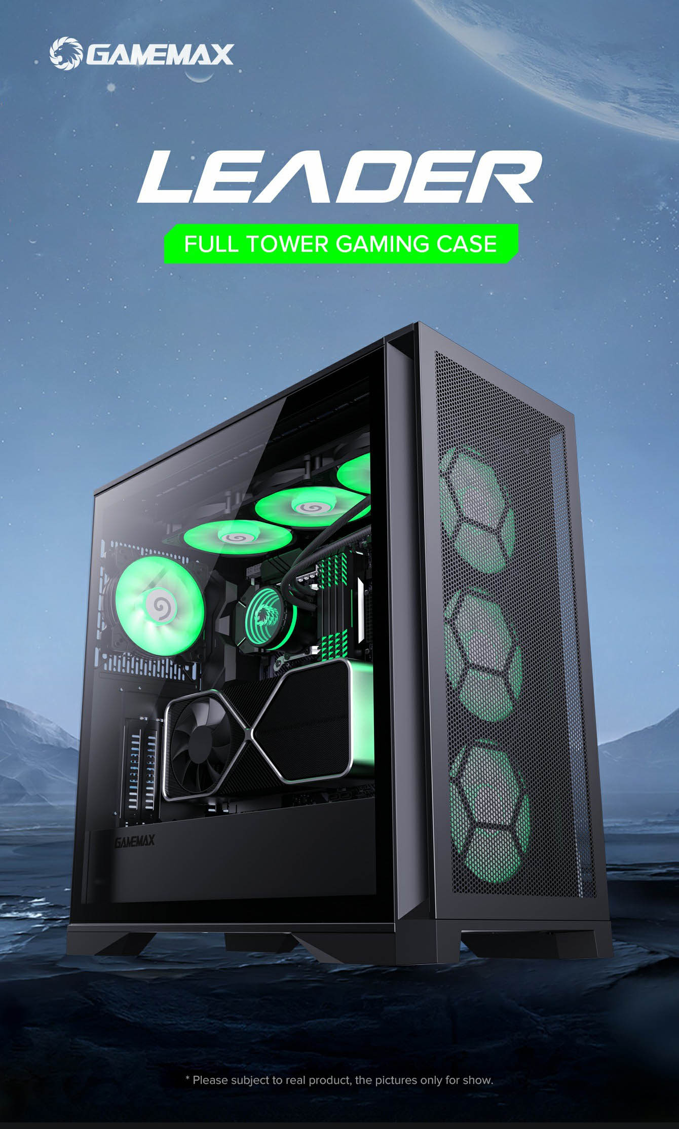 GAMEMAX Leader Full Tower Computer Case-Micro ATX / ATX / ITX / E-ATX w ...