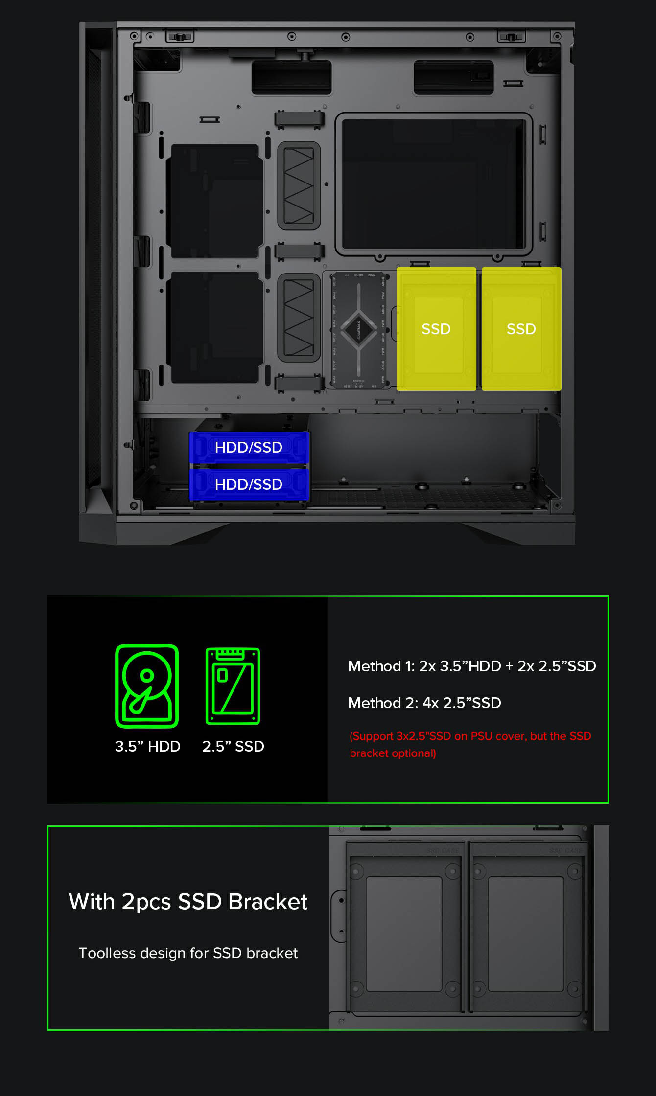 GAMEMAX Leader Full Tower Computer Case-Micro ATX / ATX / ITX / E-ATX w ...