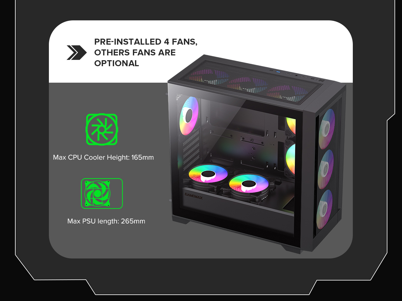 GameMax Defender Mesh Black USB3.0 Micro-ATX Gaming PC Computer Case ...