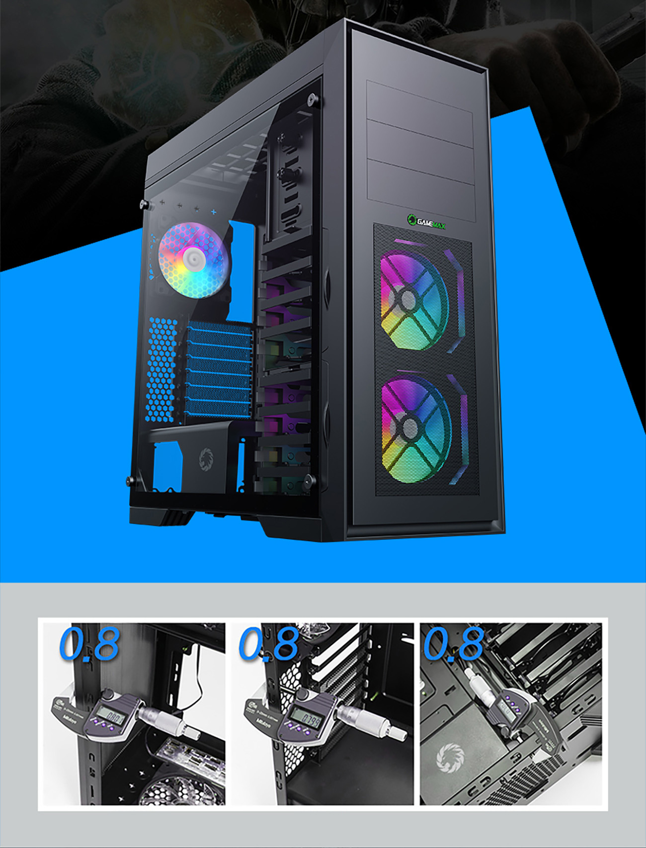 GAMEMAX Master TG Black Tempered Glass Full Tower Computer Case w ...