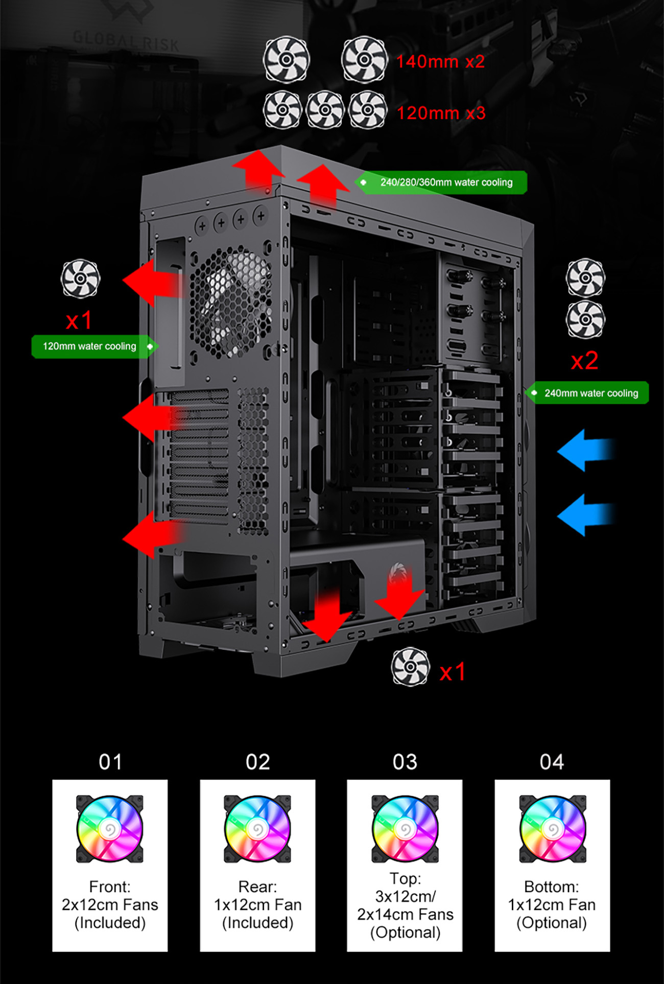 GAMEMAX Master TG Black Tempered Glass Full Tower Computer Case w ...