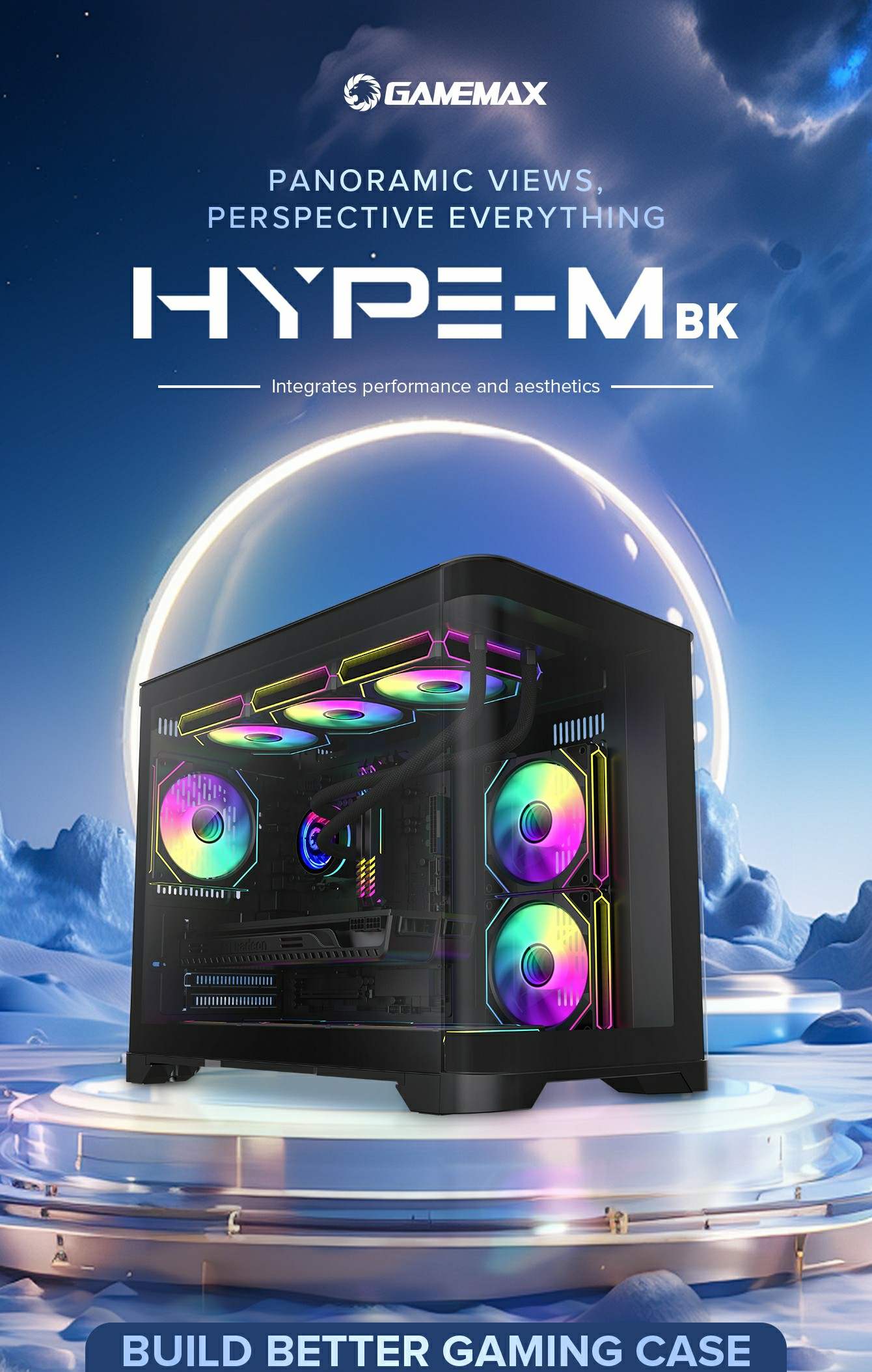 GAMEMAX HYPE- M Black Micro -ATX USB3.0 Front Curve Tempered Glass ...