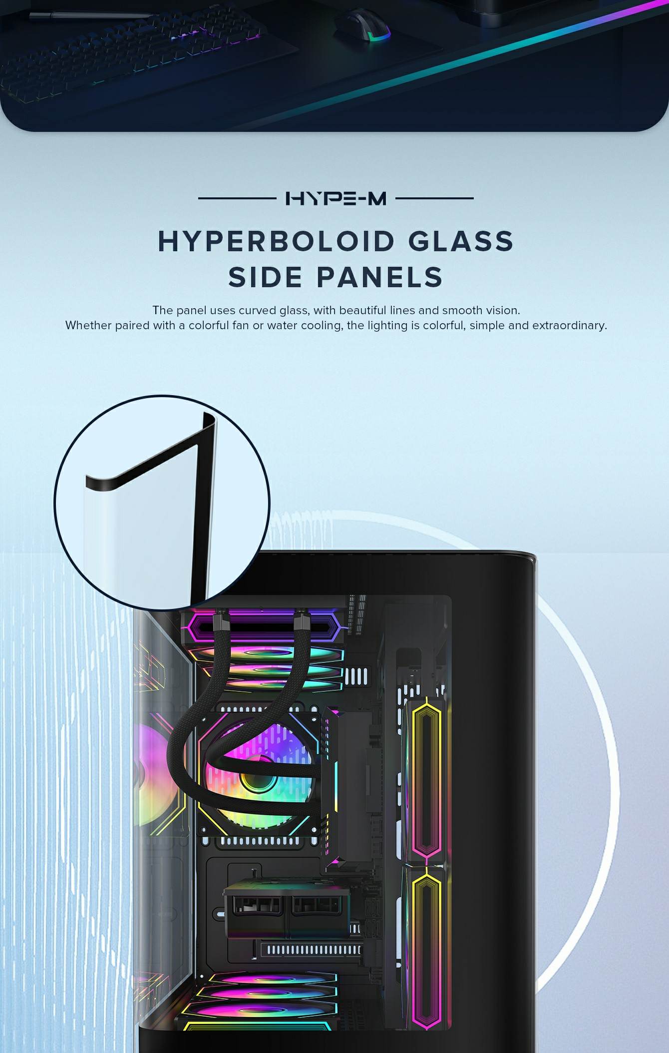 GAMEMAX HYPE- M Black Micro -ATX USB3.0 Front Curve Tempered Glass ...