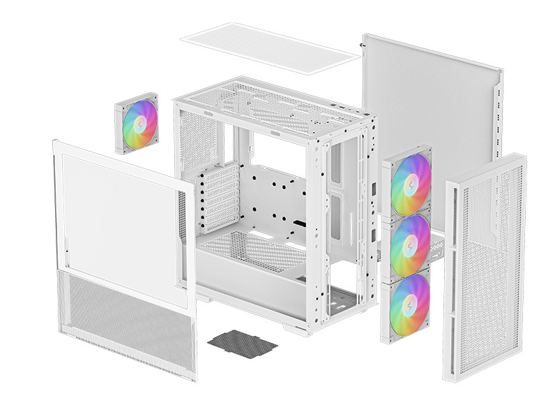 DeepCool CH560 WH ATX Airflow case, 3x Pre-Installed 140mm ARGB Fans ...