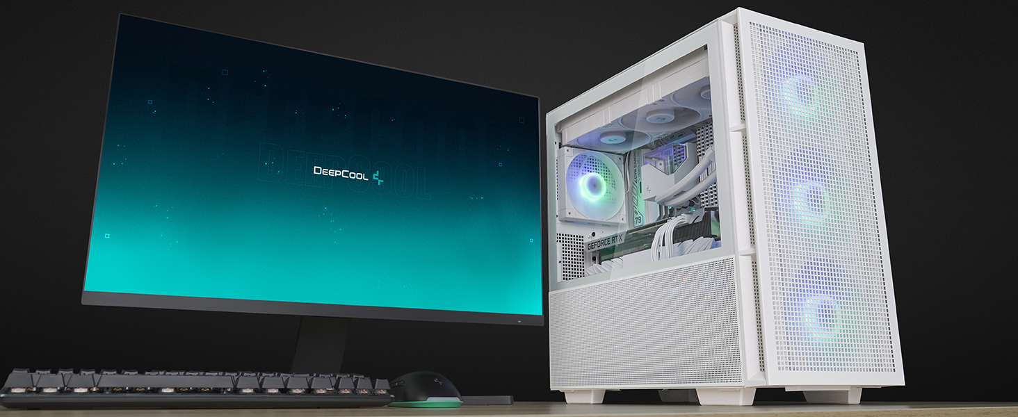 DeepCool CH560 WH ATX Airflow case, 3x Pre-Installed 140mm ARGB Fans ...