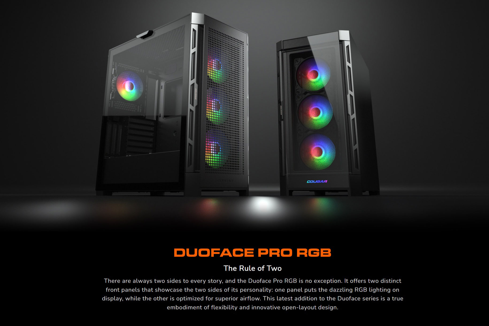 COUGAR DuoFace Pro RGB Black ATX Mid Tower Gaming Case, 390mm GPU ...