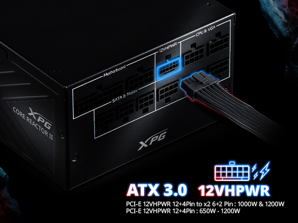 XPG CorereactorII 1000W PCIE 5 & ATX 3.0 Power Supply - Full Modular ...