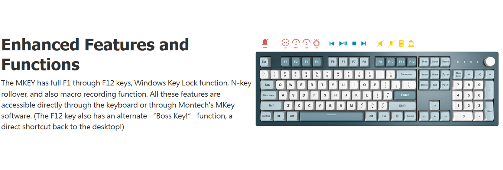 Montech MKey Mechanical Gaming Keyboard: Customizable RGB LED, Premium ...