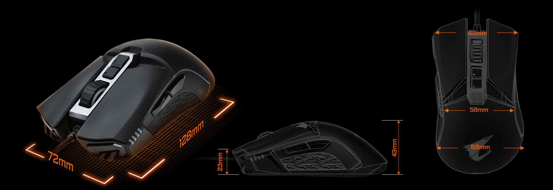 AORUS M5 Real 16000 DPI Optical Sensor, Ergonomic design, Adjustable ...