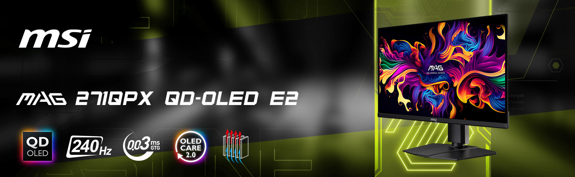 MSI 27" 240 Hz QD-OLED QHD Gaming Monitor 2560 x 1440 (2K) MAG 271QPX ...