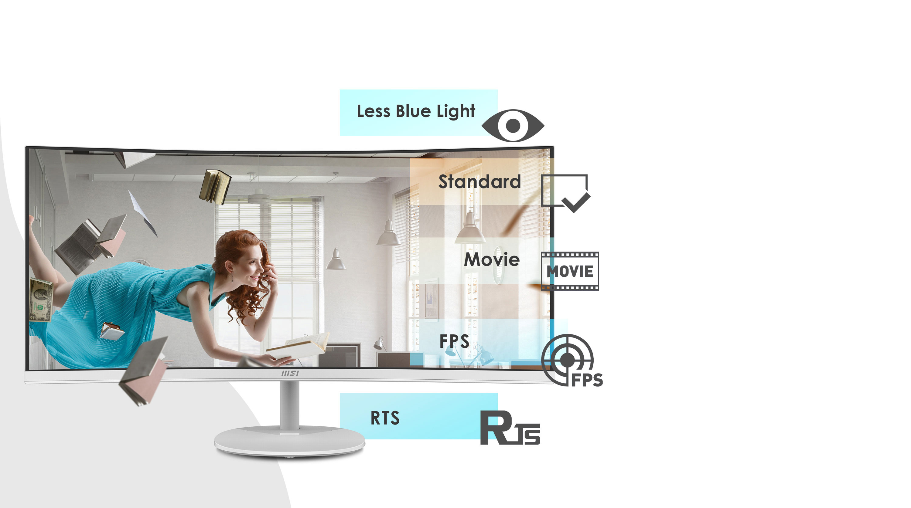 MSI Pro MP341CQW 34" UWQHD 3440 x 1440 (2K) 100 Hz 1ms (MPRT) / 4ms ...