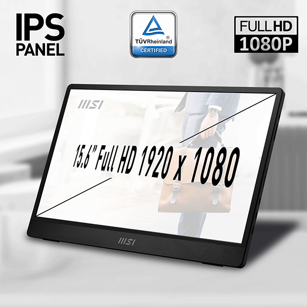 MSI Pro MP161 E2 Portable Monitor, 15.6" FHD IPS 1080p, USB Type-C ...