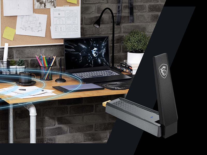 MSI AX1800 WiFi 6 Dual-Band USB Adapter - WLAN up to 1800 Mbps (5GHz, 2 ...