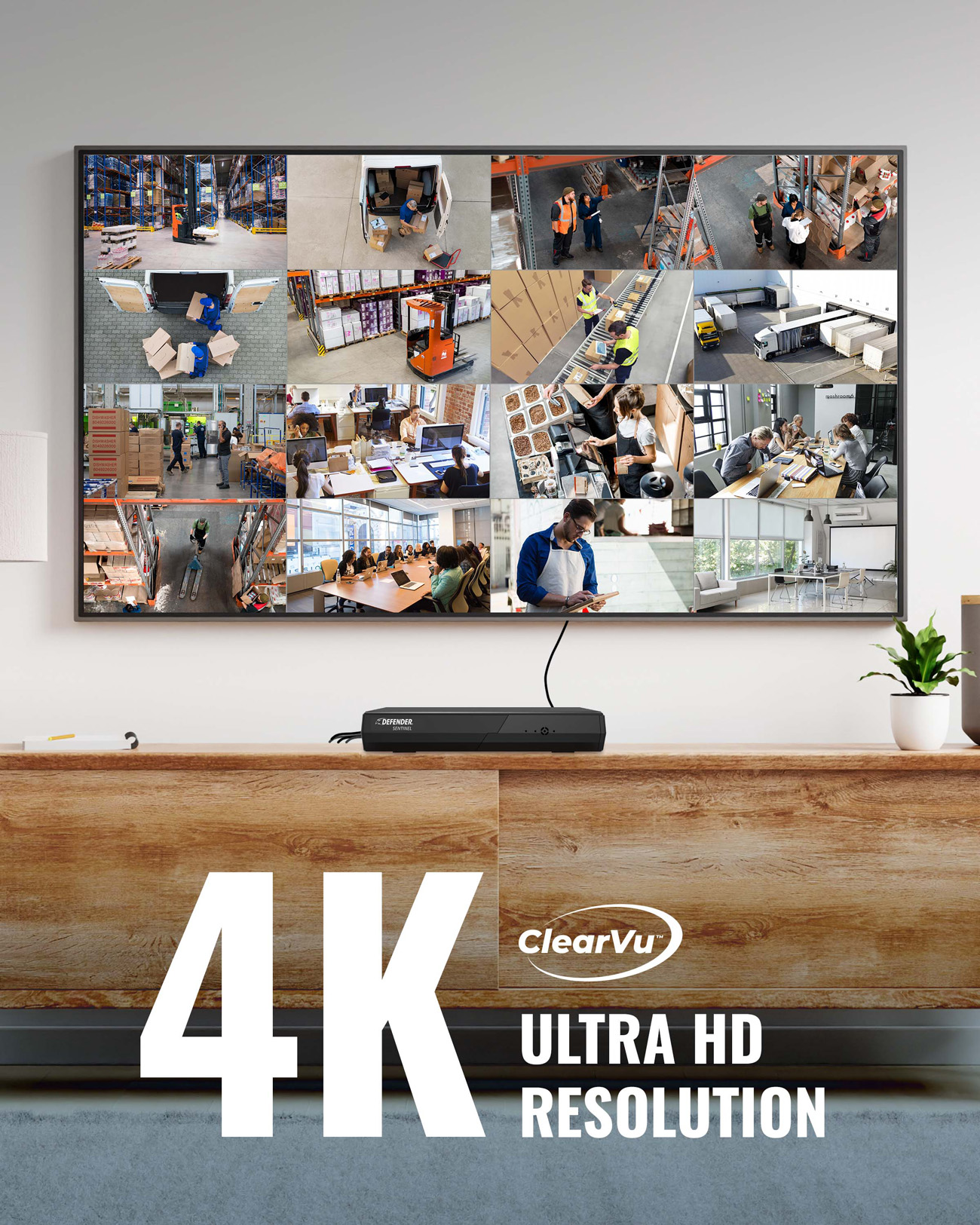 Defender Sentinel 4K Ultra HD POE Wired NVR Security System with 16 ...