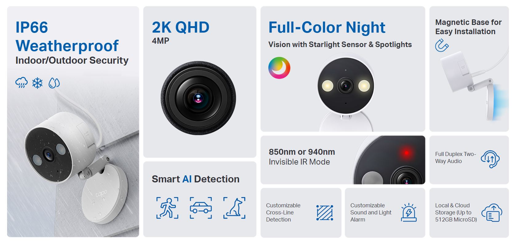 TP-Link Tapo 2K QHD Security Camera, Indoor/Outdoor, Color Night Vision ...