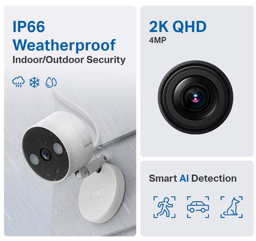 TP-Link Tapo 2K QHD Security Camera, Indoor/Outdoor, Color Night Vision ...