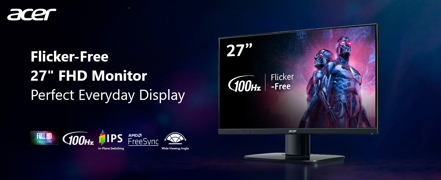 Acer KA272 EBI 27" IPS Full HD (1920 x 1080) Zero-Frame Gaming Office ...